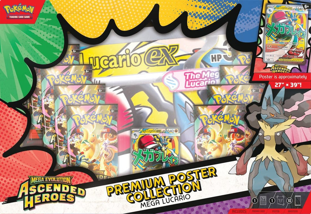 Pokemon TCG: Mega Evolutions 2.5 - Ascended Heroes Premium Poster Collection: Mega Lucario ...